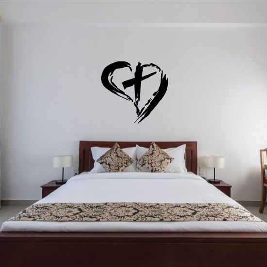 Cross in a Heart Decal