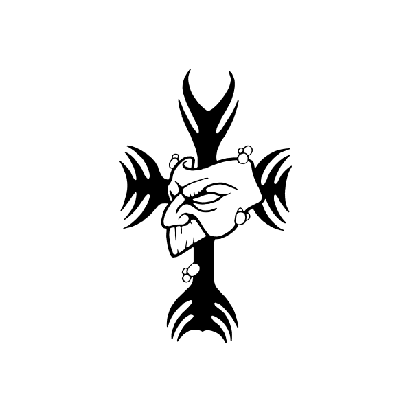 Cross with Angry Mask Decal
