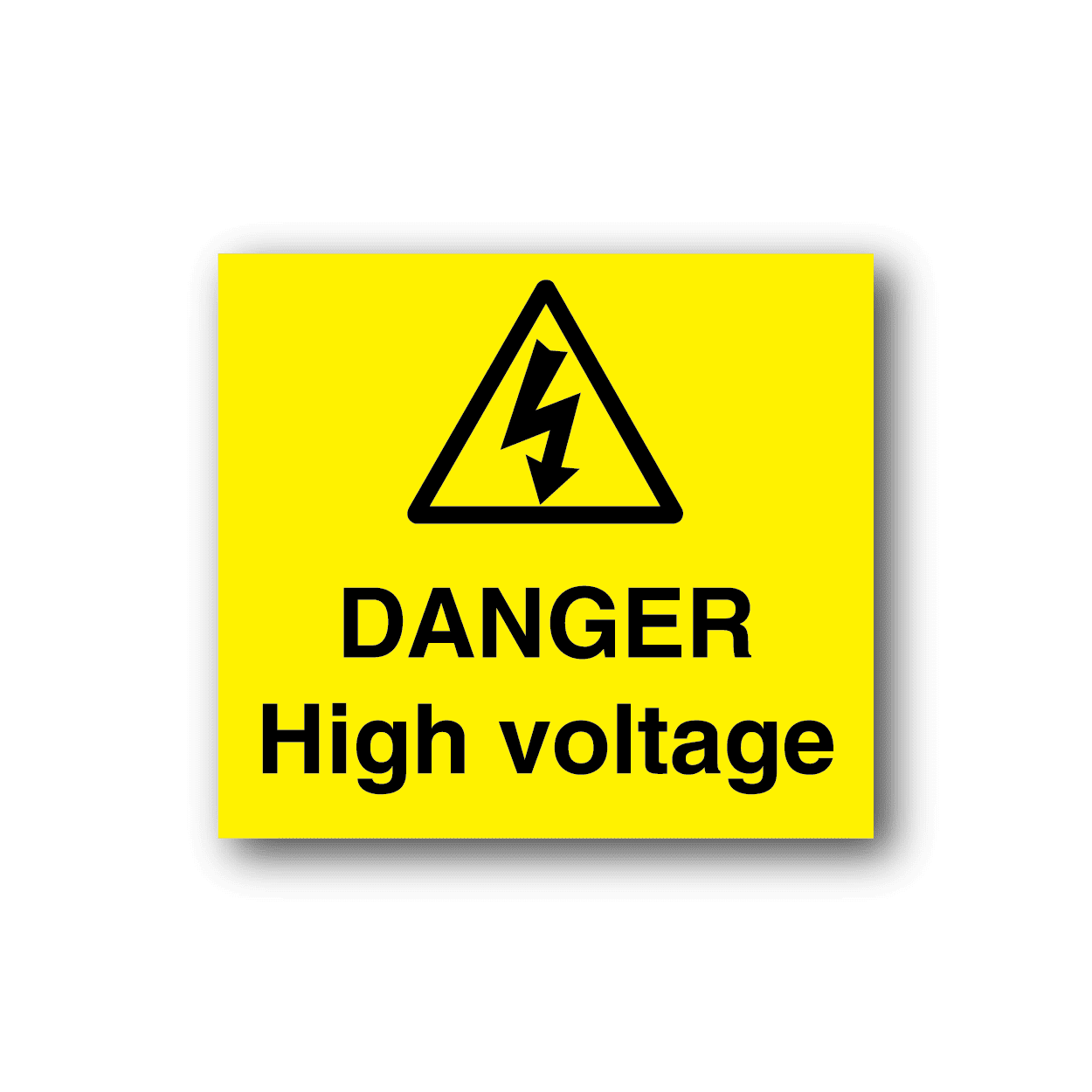 Danger High Voltage Yellow Sticker