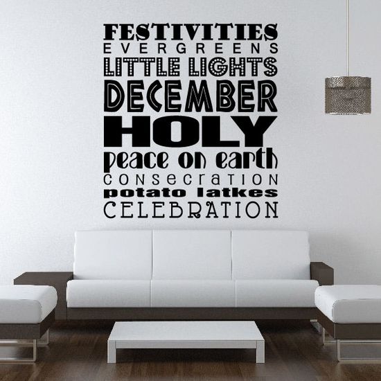 December Word Collage Wall Decal