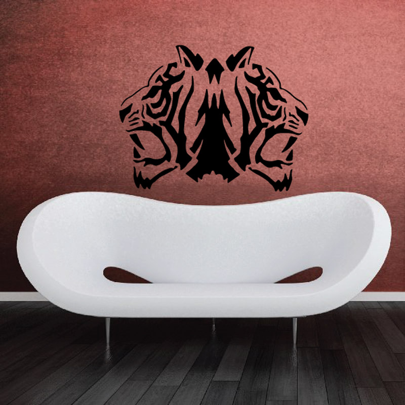 Double Roaring Tiger Head Decal