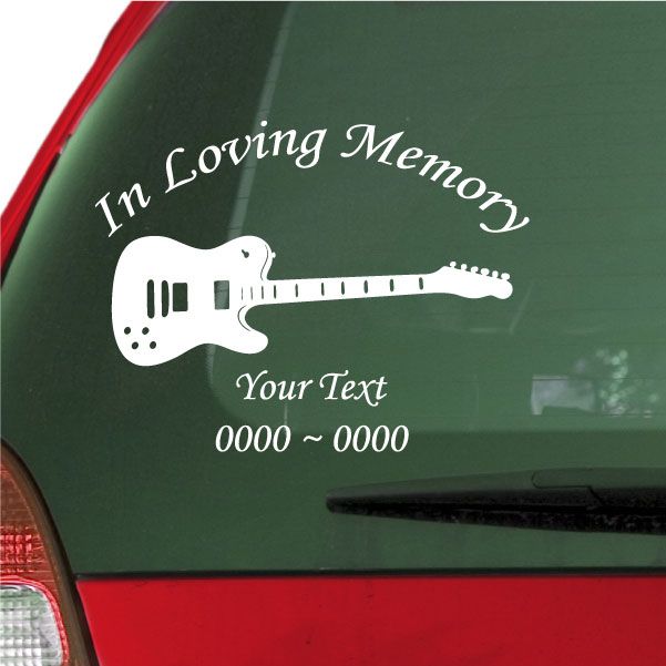 Electric Guitar Custom In Loving Memory Decal
