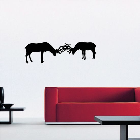 Elk Bulls Fighting with Horns Decal