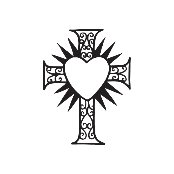 Filligree Cross with Heart Decal