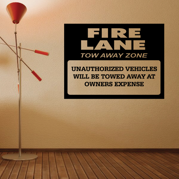 Fire Lane Tow Away Zone Wall Decal - Vinyl Decal - Car Decal - Business ...