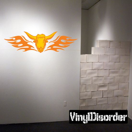 Flaming Bison Head Sticker