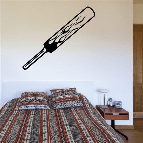 Flaming Cricket Bat Decal