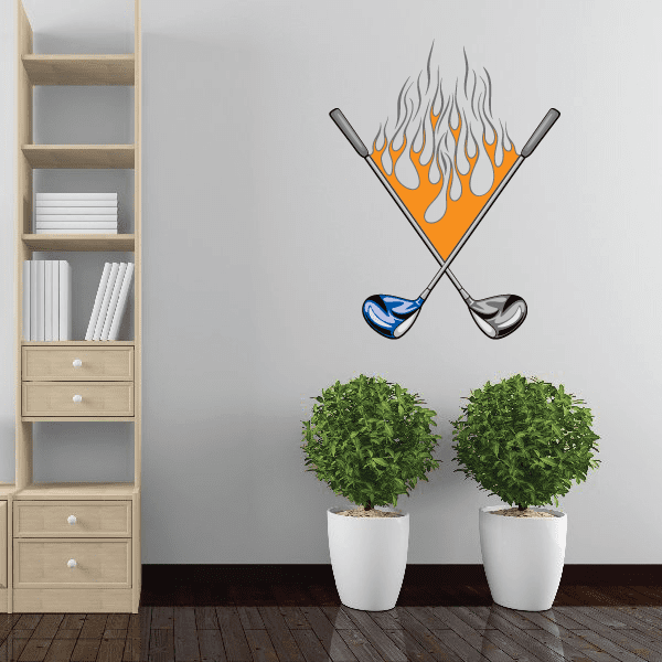 Flaming Golf Wall Decal - Vinyl Sticker - Car Sticker - Die Cut Sticker ...