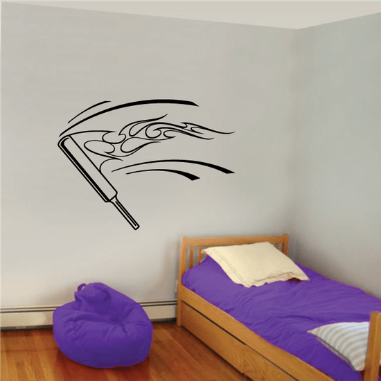 Flaming Swinging Cricket Bat Decal