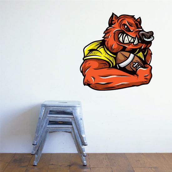 Football Mascot Wall Decal - Vinyl Car Sticker - Uscolor008