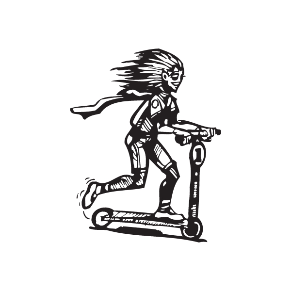 Girl Riding Kids Scooter Decal