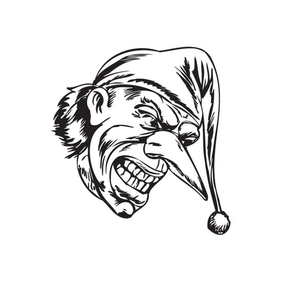 Grinning Pointy Nose Jester Head Decal
