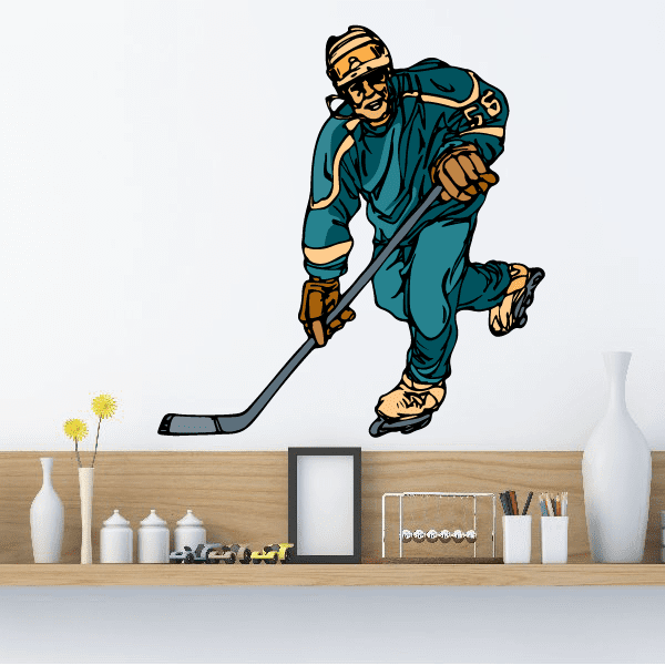 Hockey Player Wall Decal - Vinyl Sticker - Car Sticker - Die Cut ...