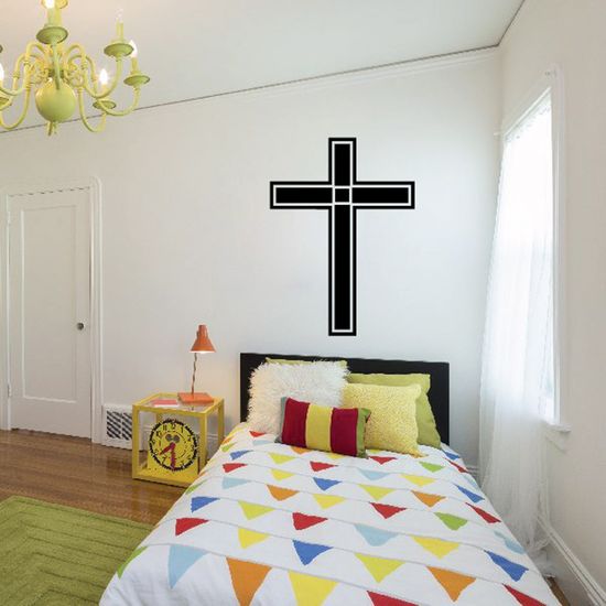 Hollow Outline Cross Decal