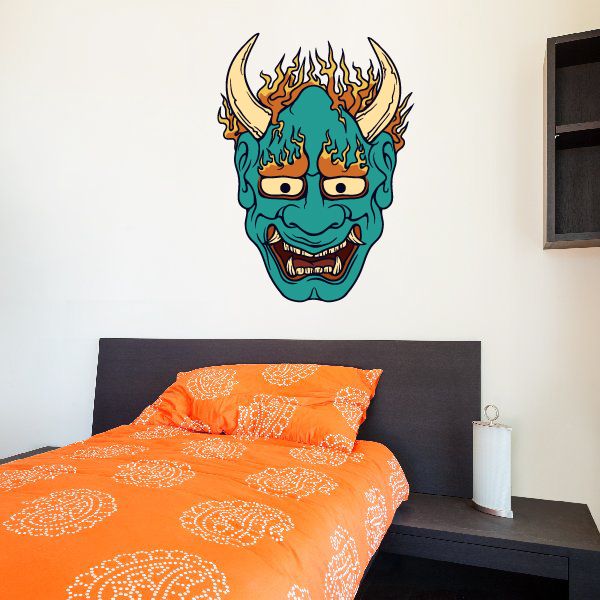 Japanese Noh Mask Wall Decal - Vinyl Car Sticker - Uscolor008
