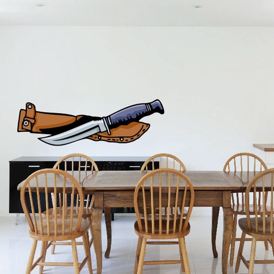 Knife with Sheathe Printed Die Cut Decal