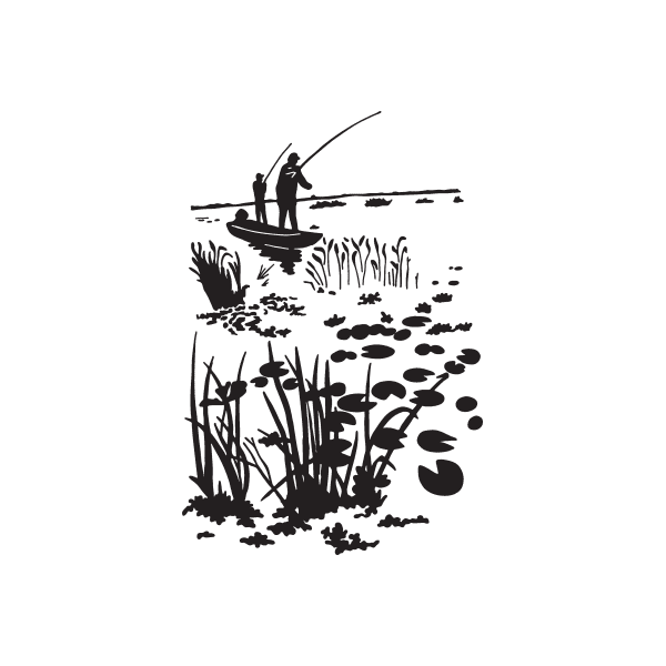 Lake Marsh Fishing on a Boat Decal