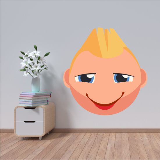 Male Face Emoticon Wall Decal - Vinyl Sticker - Car Sticker - IDCOLOR015