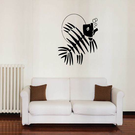 Moon and Skeleton Fish Bubbles Decal