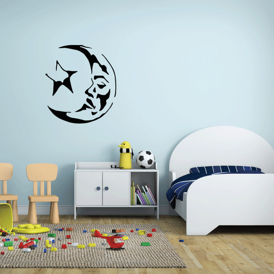Moon and star Sleeping Decal