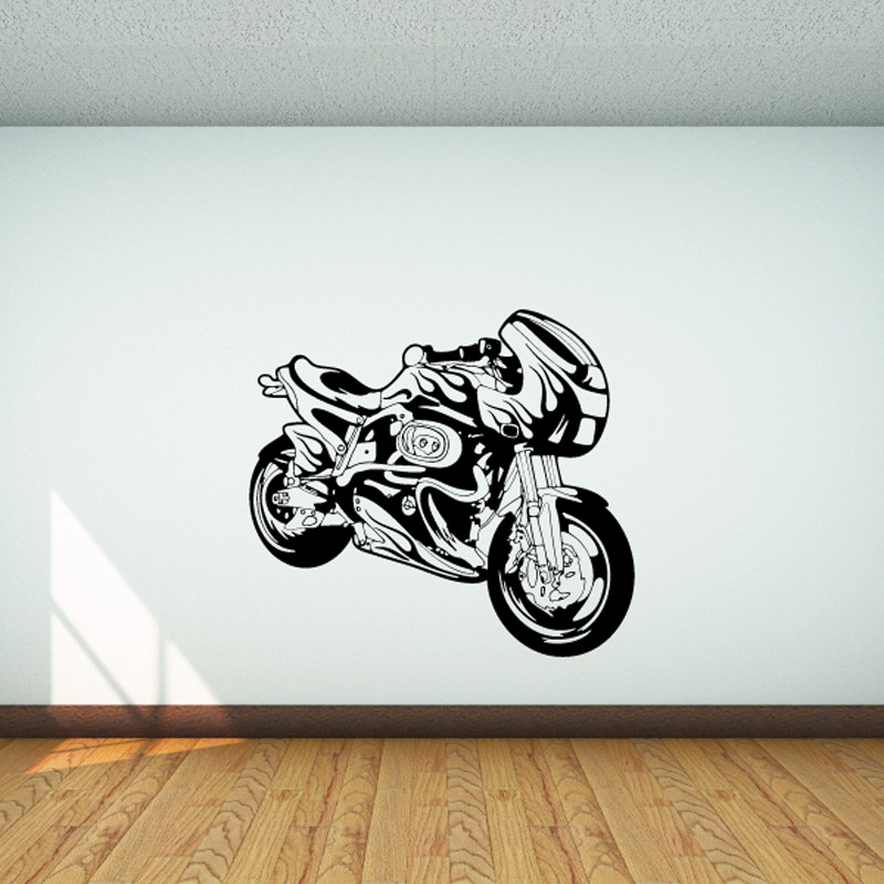 Motorcycle Illustration Wall Decal - Vinyl Decal - Car Decal - CD029
