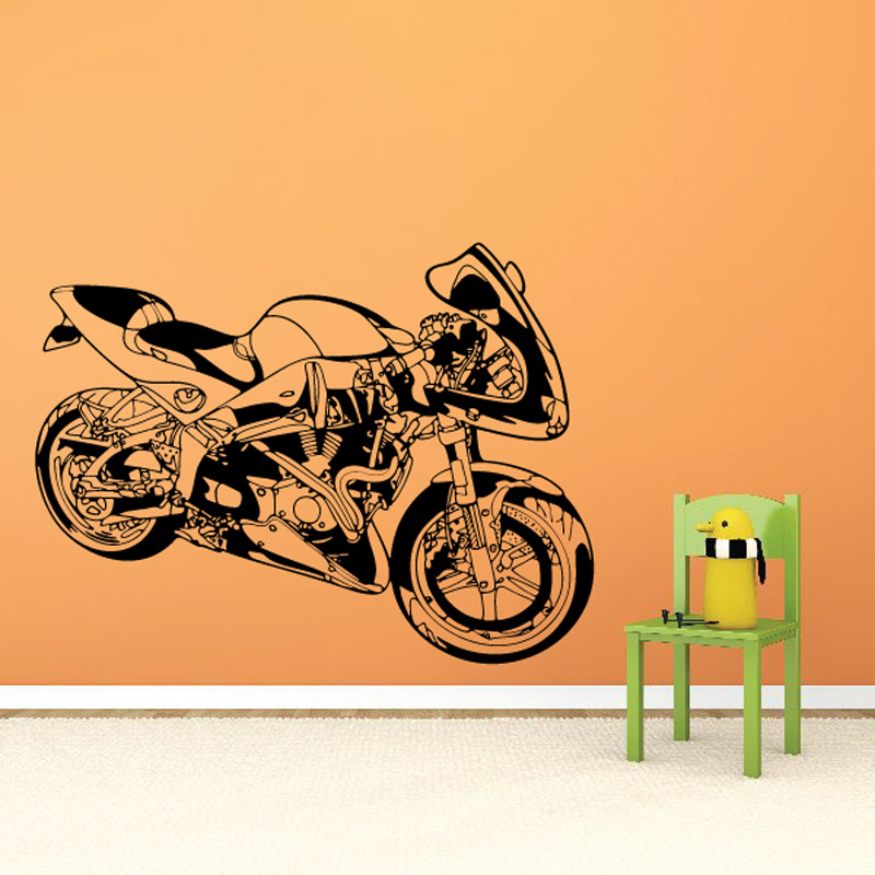 Motorcycle Illustration Wall Decal - Vinyl Decal - Car Decal - CD036