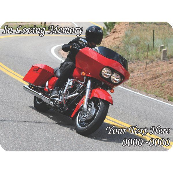 Motorcycle In Loving Memory Custom Rounded Rectangle Sticker