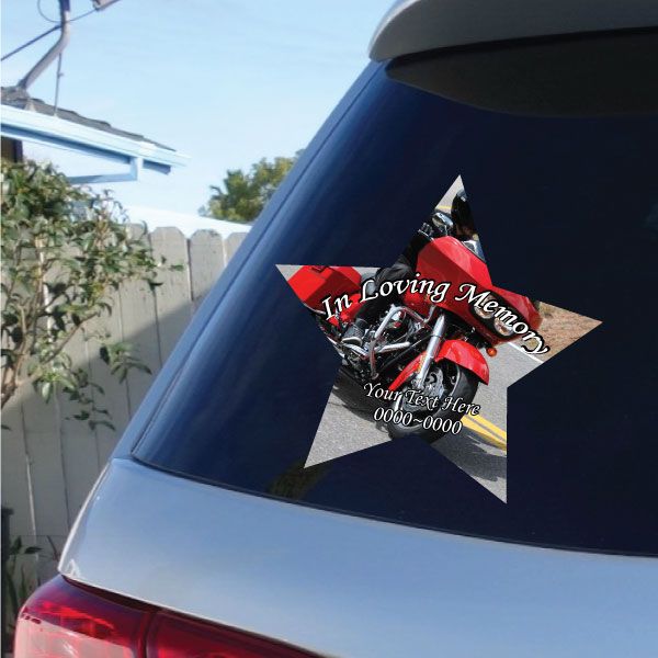 Motorcycle In Loving Memory Custom Star Sticker