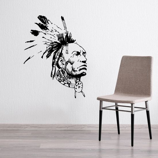Native American with Feather Mohawk Decal