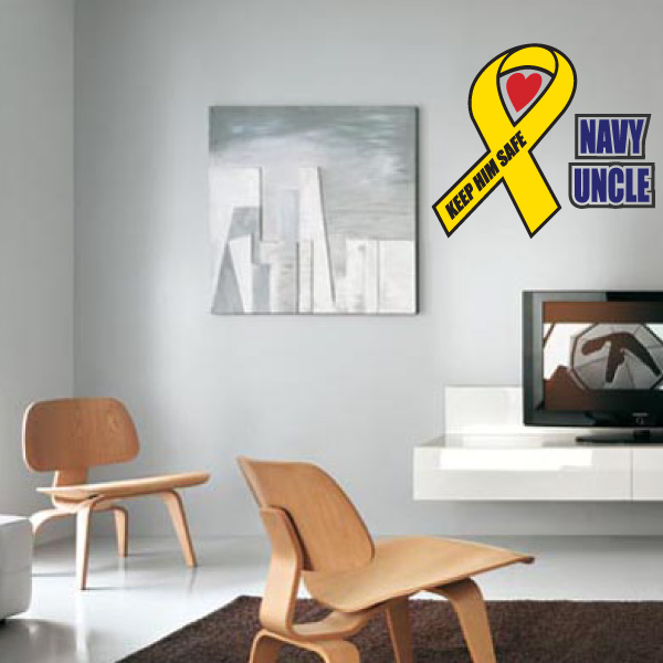 Navy Uncle Ribbon Printed Die Cut Decal