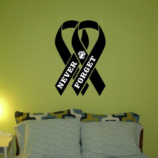 Never Forget Ribbon Printed Die Cut Decal