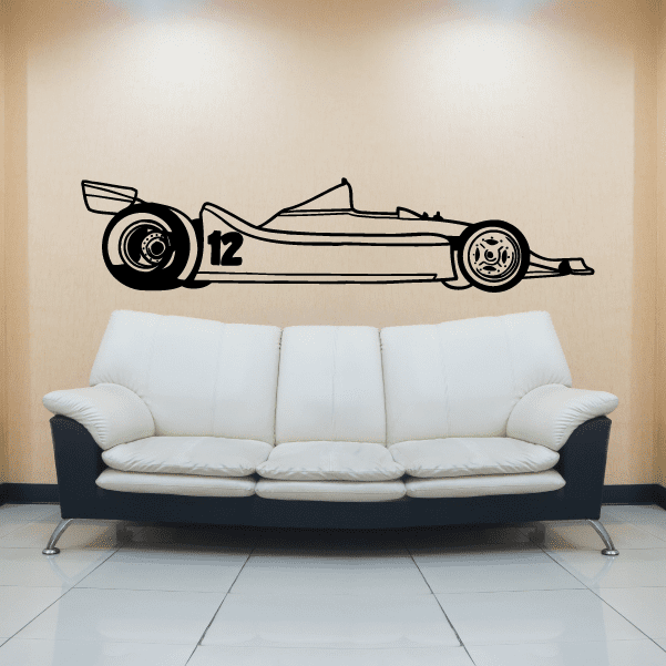 Number 12 Race Car Drawing Decal