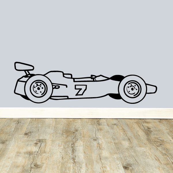 Number 7 Race Car Drawing Decal