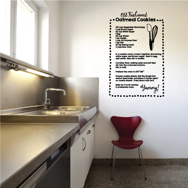 Old Fashioned Oatmeal Cookies Recipe Wall Decal
