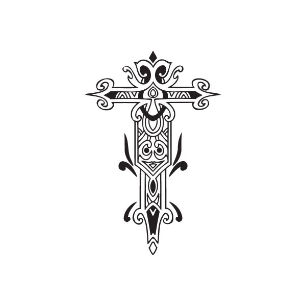 Ornate Filligree Cross Decal