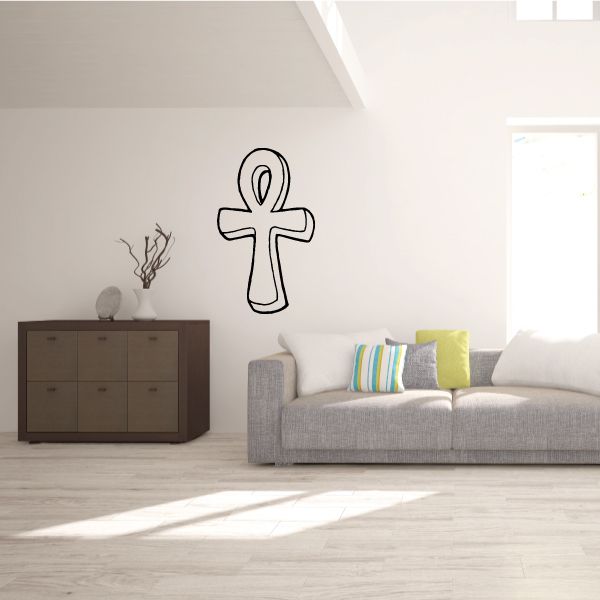 Outlined Ankh Decal