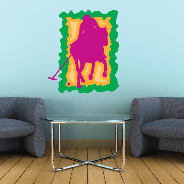 Pink Orange and Green Polo Player Sticker