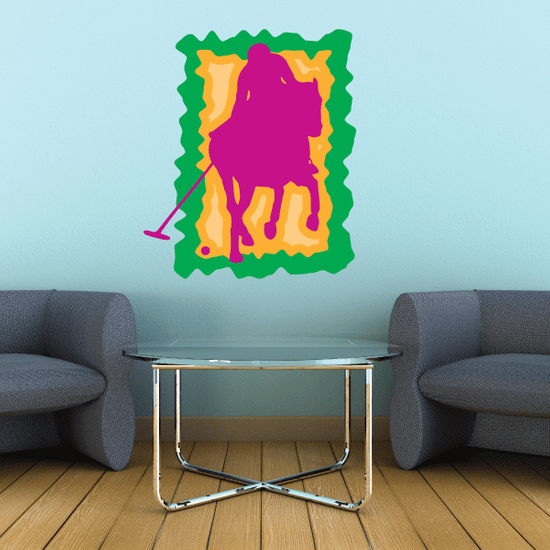 Pink Orange and Green Polo Player Sticker