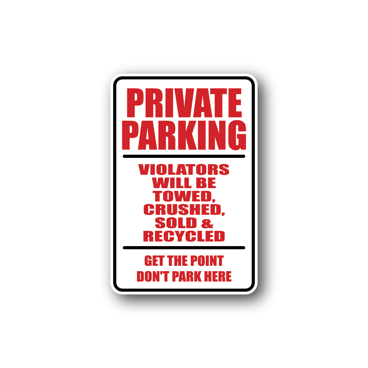Private Parking Fun Sign Wall Decal - Vinyl Sticker - Car Sticker - Die ...