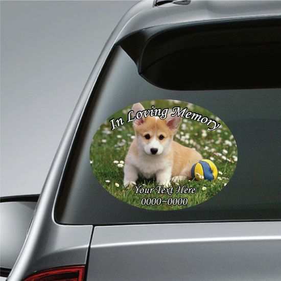 Puppy Dog In Loving Memory Custom Oval Sticker