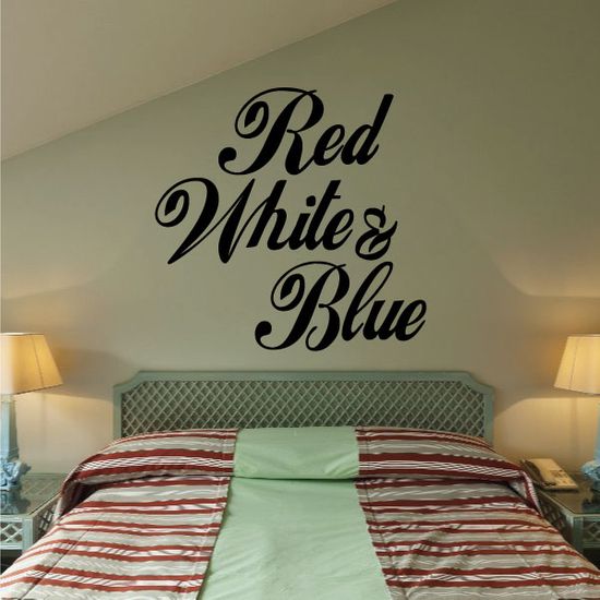 Red White and Blue Script Text Decal