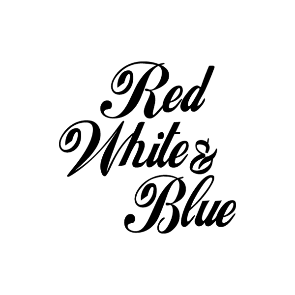 Red White and Blue Script Text Decal