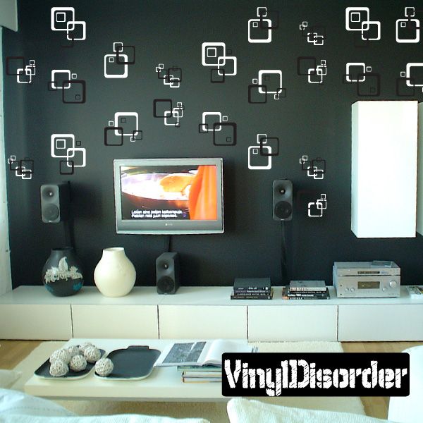 Retro Square Wall Decals Kit