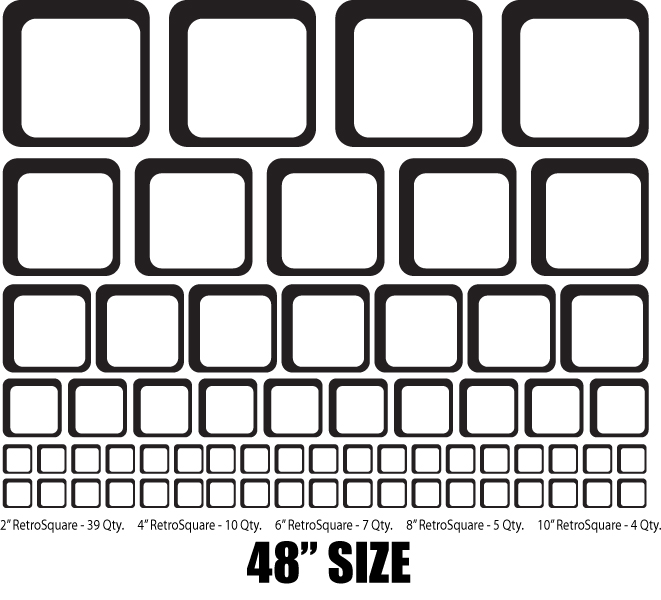 Retro Square Wall Decals Kit