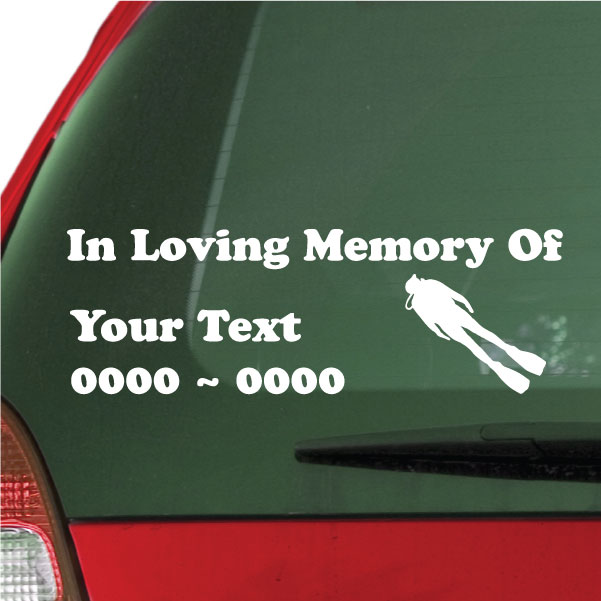 Scuba Diver Custom In Loving Memory Decal