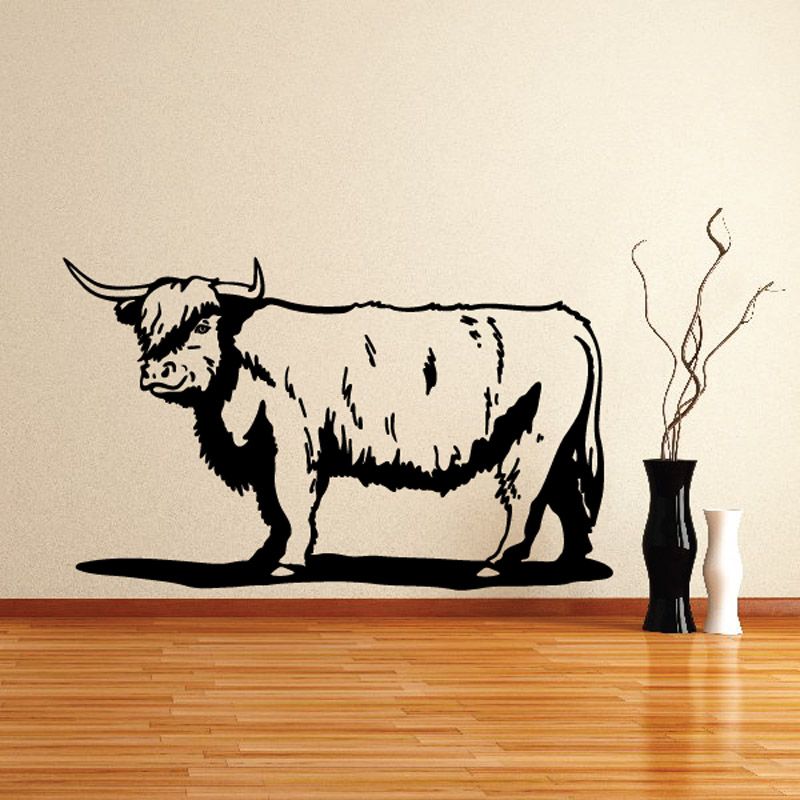 Shaggy Texas Longhorn Cow Cattle Decal