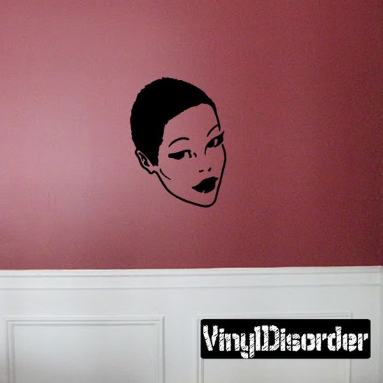 Short Hair Woman Head Decal