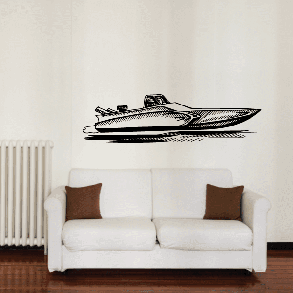 Sketched Simple Speedboat Decal