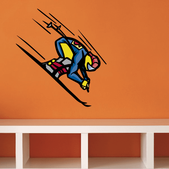 Skiing Wall Decal - Vinyl Sticker - Car Sticker - Die Cut Sticker ...