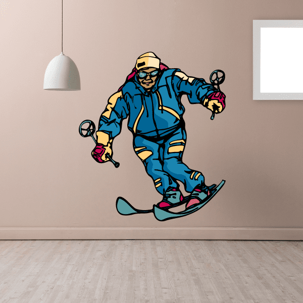 Skiing Wall Decal - Vinyl Sticker - Car Sticker - Die Cut Sticker ...